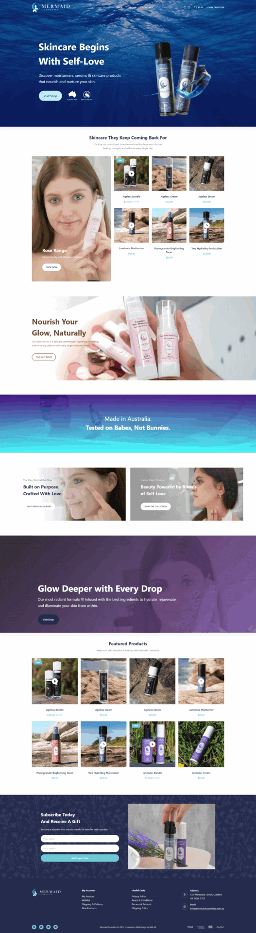 Mermaid Cosmetics Project Page - Built by Web V8